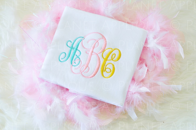 Royal Cursive Script Fancy Three Letter Monogram Font Machine ...