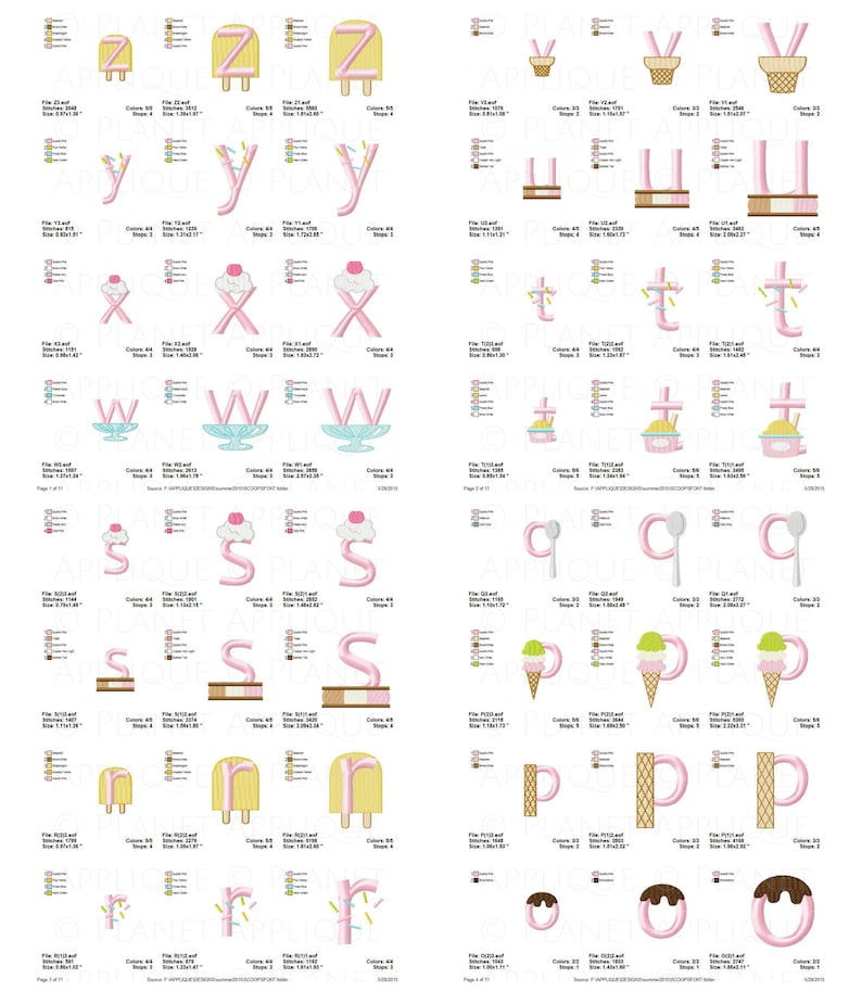 Ice Cream Scoops Alphabet Monogram Font Machine Embroidery Designs - Etsy