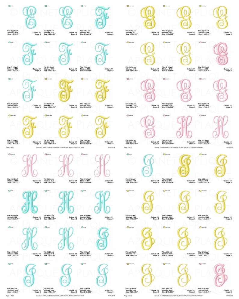 Royal Cursive Script Fancy Three Letter Monogram Font Machine - Etsy