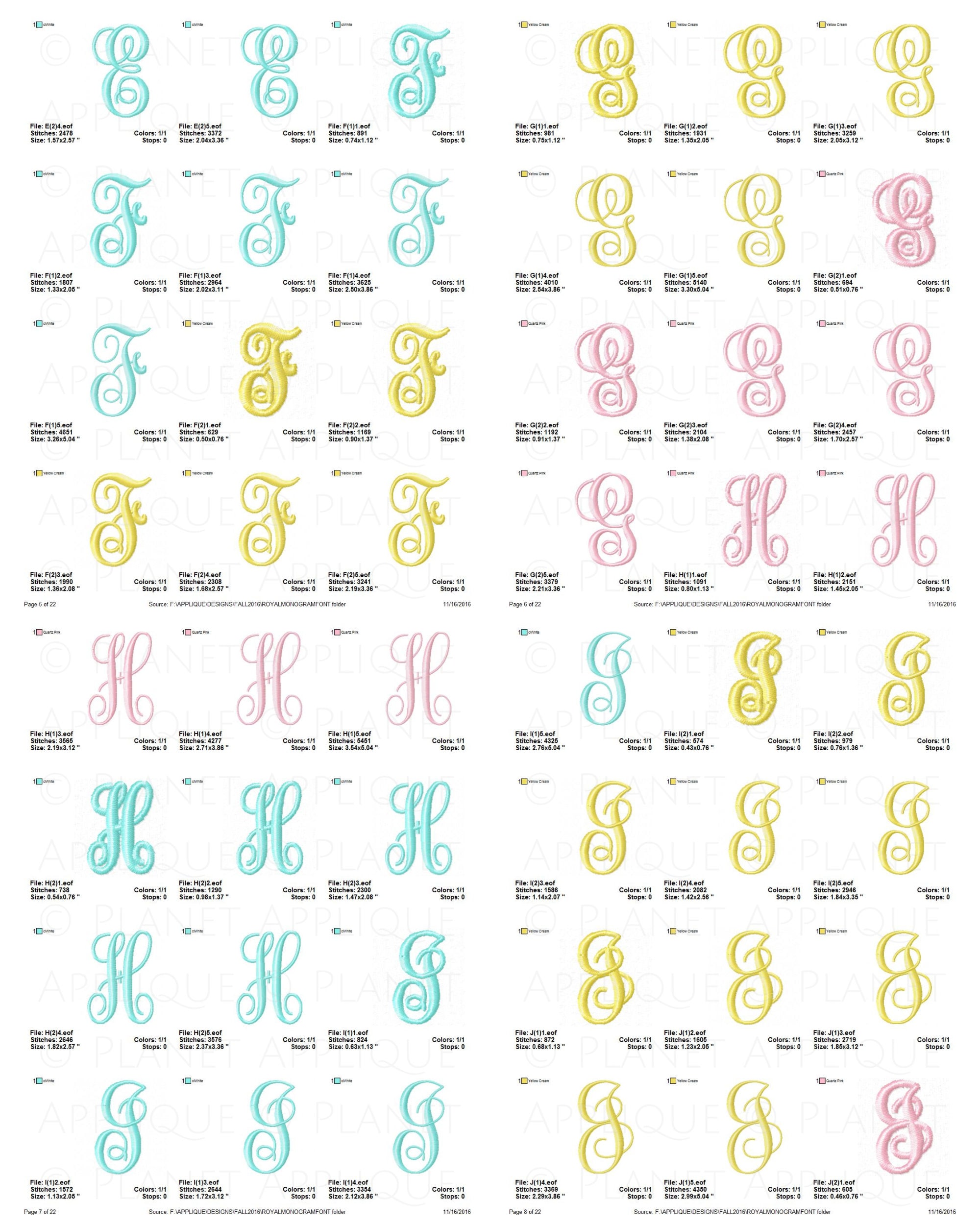 Royal Cursive Script Fancy Three Letter Monogram Font Machine - Etsy