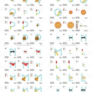 Pizza Party Font Monogram Font Alphabet Machine Embroidery Design for ...