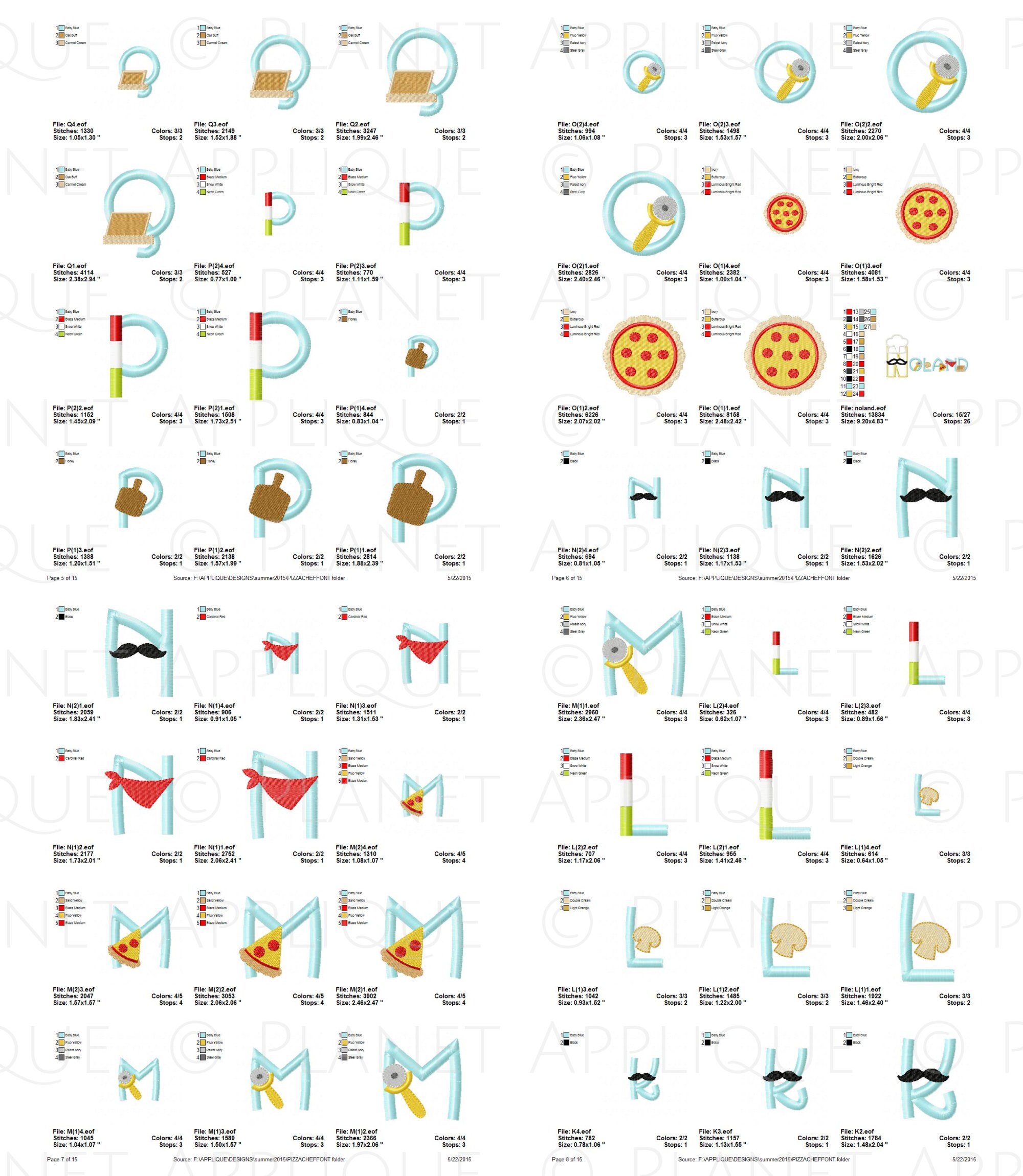 Pizza Party Font Monogram Font Alphabet Machine Embroidery - Etsy