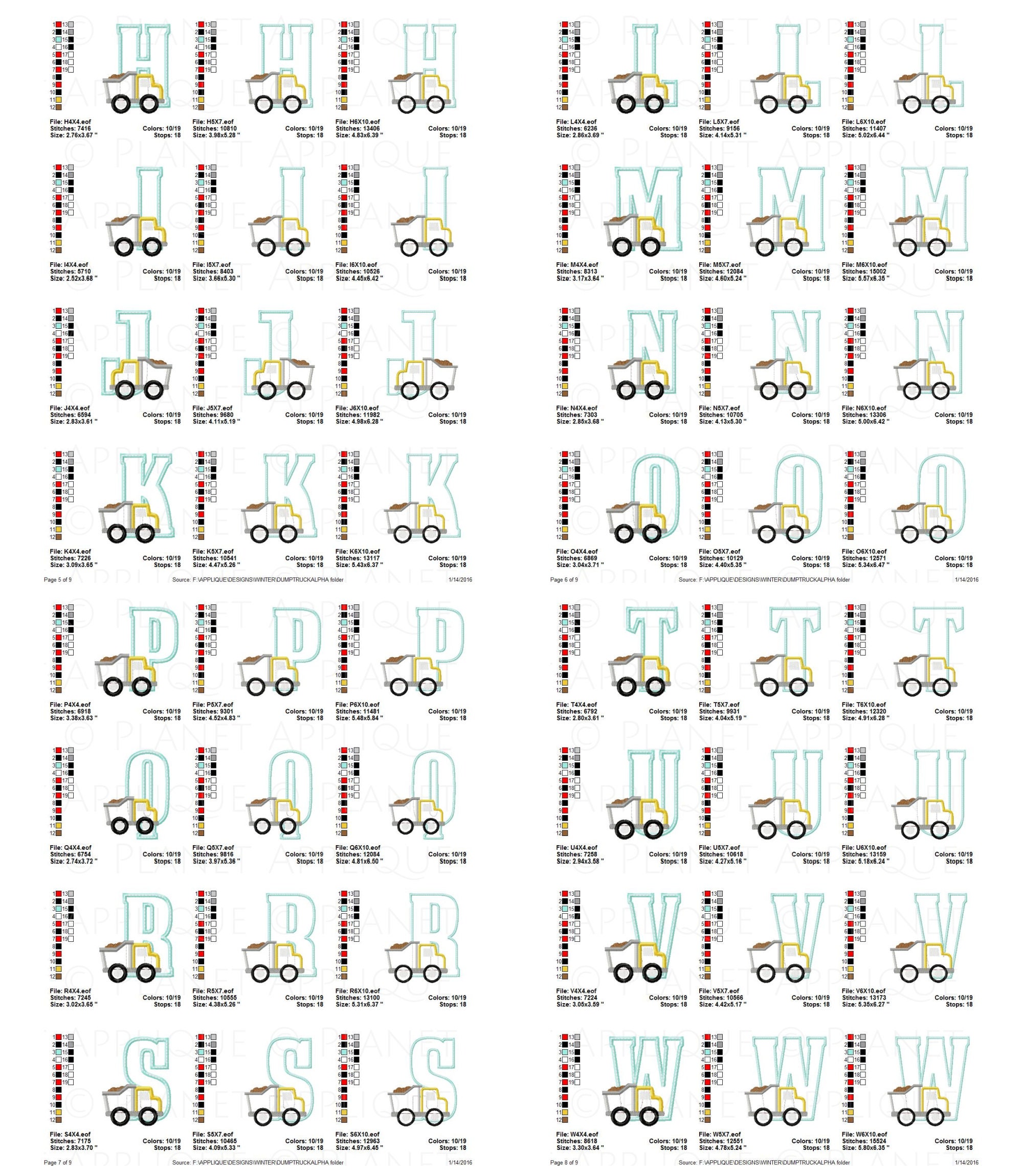 Construction Dump Truck Applique Alphabet Monogram Font | Etsy