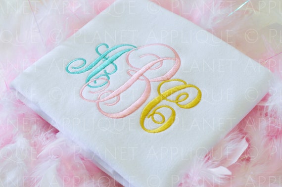 Royal Cursive Script Fancy Three Letter Monogram Font Machine - Etsy