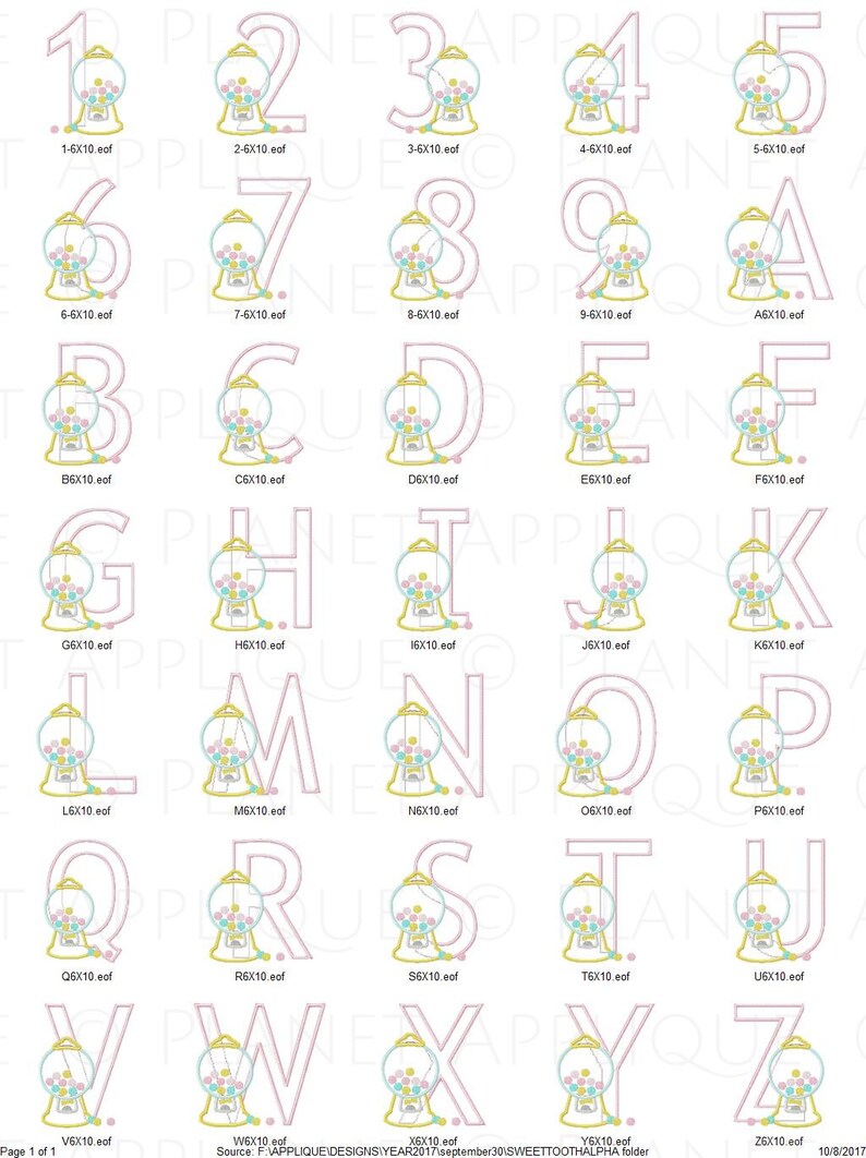Gumball Applique Alphabet Monogram Font Machine Embroidery - Etsy Australia