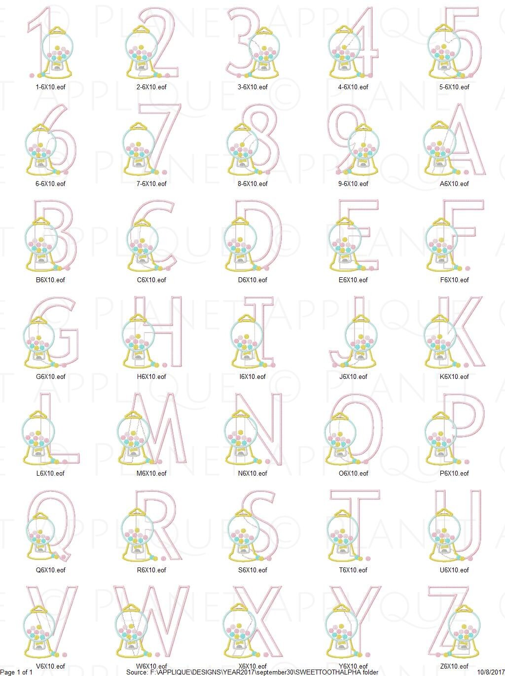 Gumball Applique Alphabet Monogram Font Machine Embroidery - Etsy