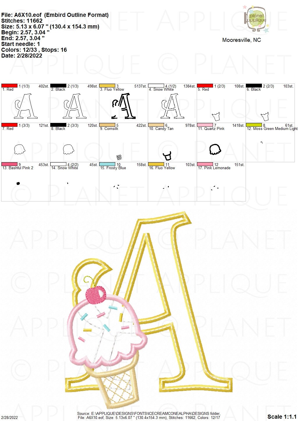 Ice Cream Cone Cursive Script Applique Alphabet Monogram Font Machine ...