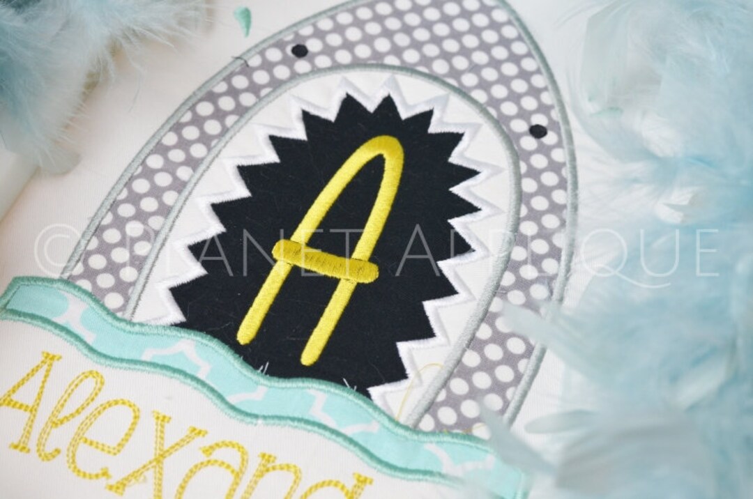 Shark Monogram Applique Alphabet Machine Embroidery Designs for ...