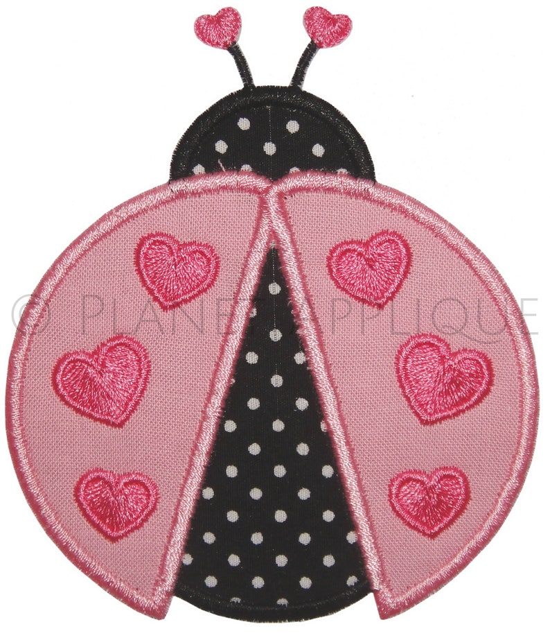 Lady Love Bug Heart Applique Machine Embroidery Design Valentines Day ...