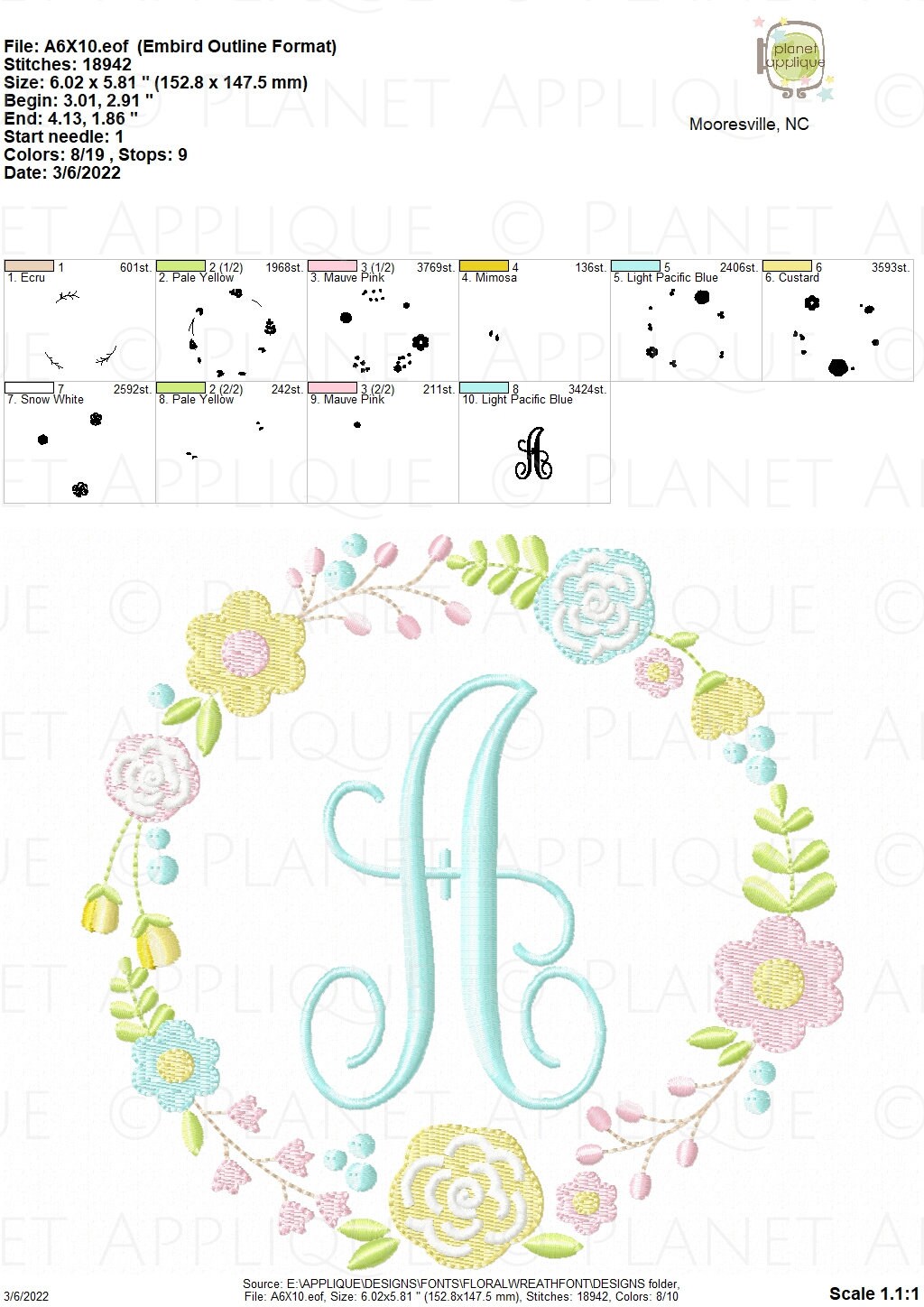 Floral Wreath Cursive Script Alphabet Monogram Font Machine Embroidery ...