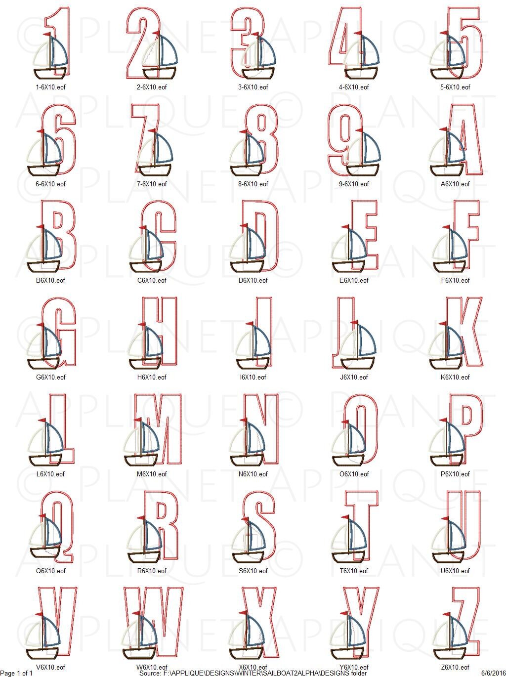 Sailboat 2 Applique Alphabet Font Machine Embroidery Design | Etsy