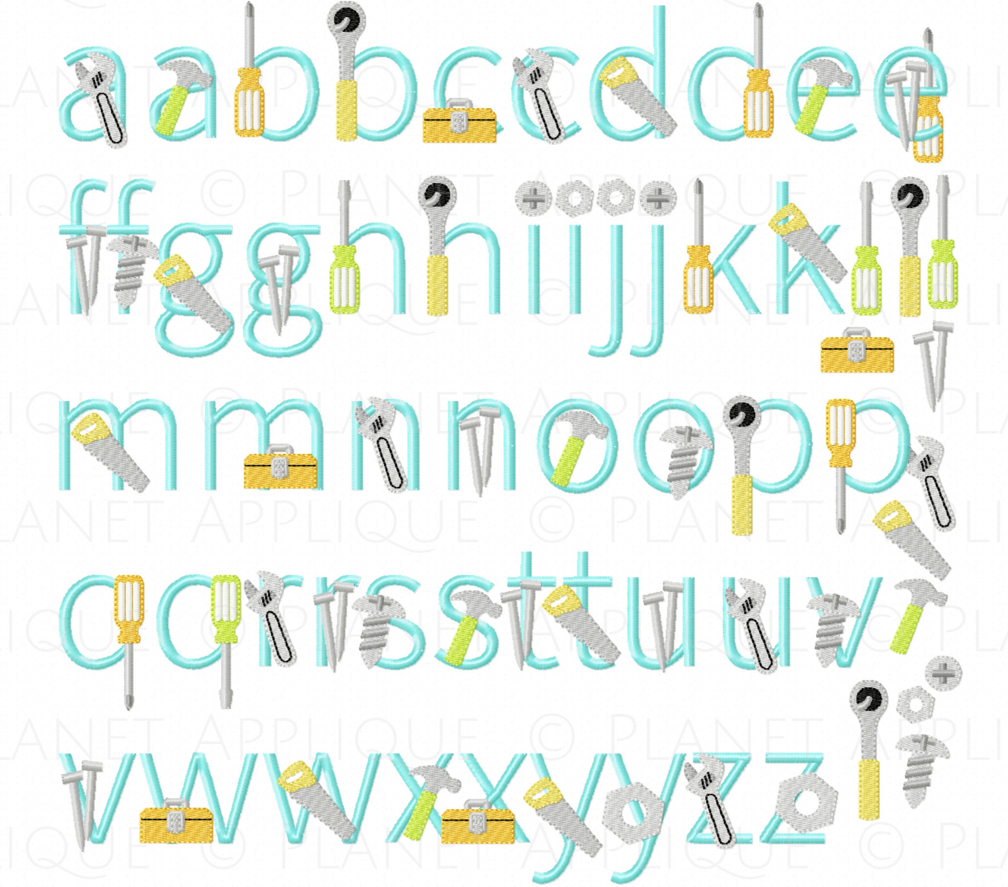 Tool Font Monogram Machine Embroidery Design Alphabet for Construction ...