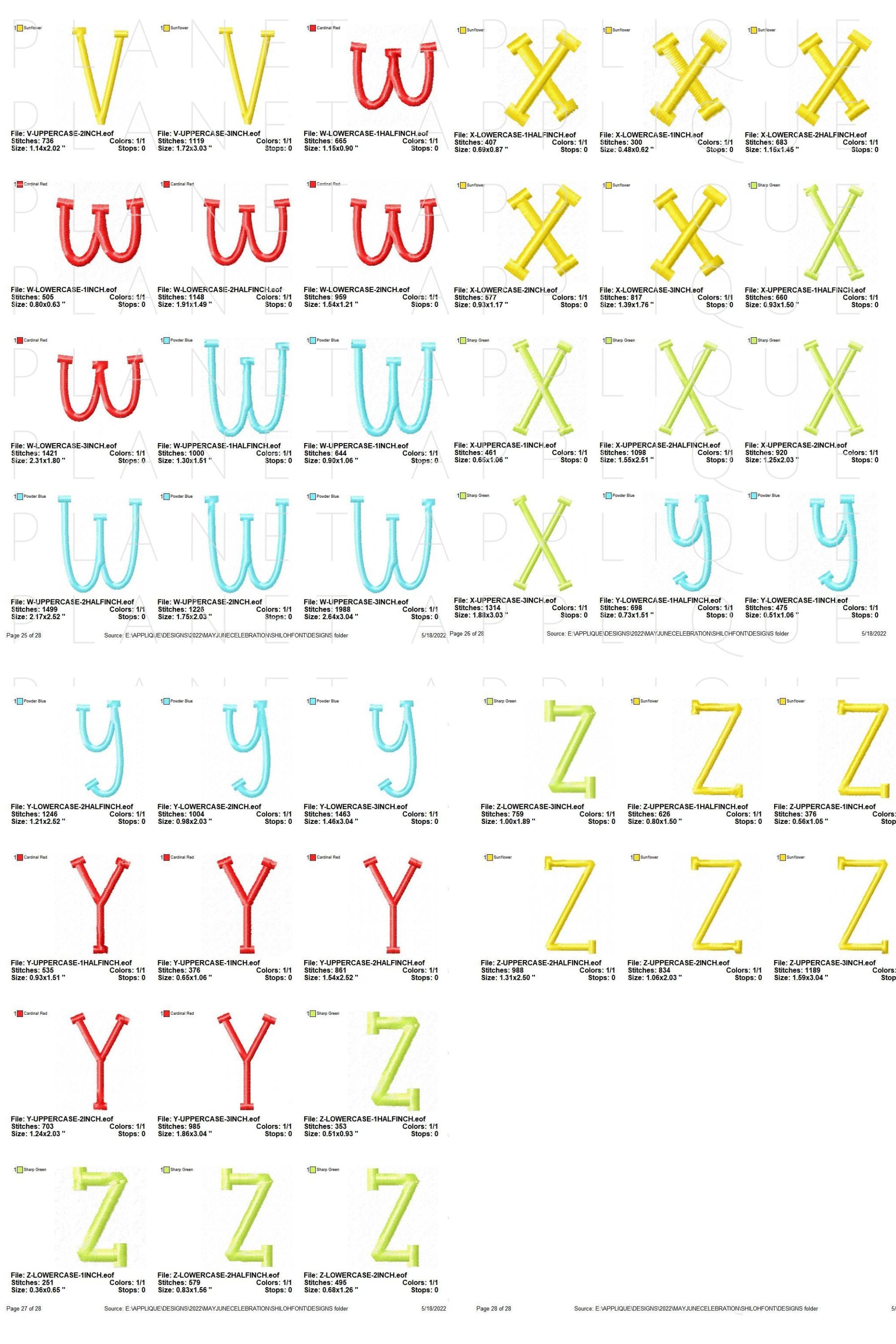 Shiloh Script Monogram Font Alphabet Machine Embroidery Designs ...