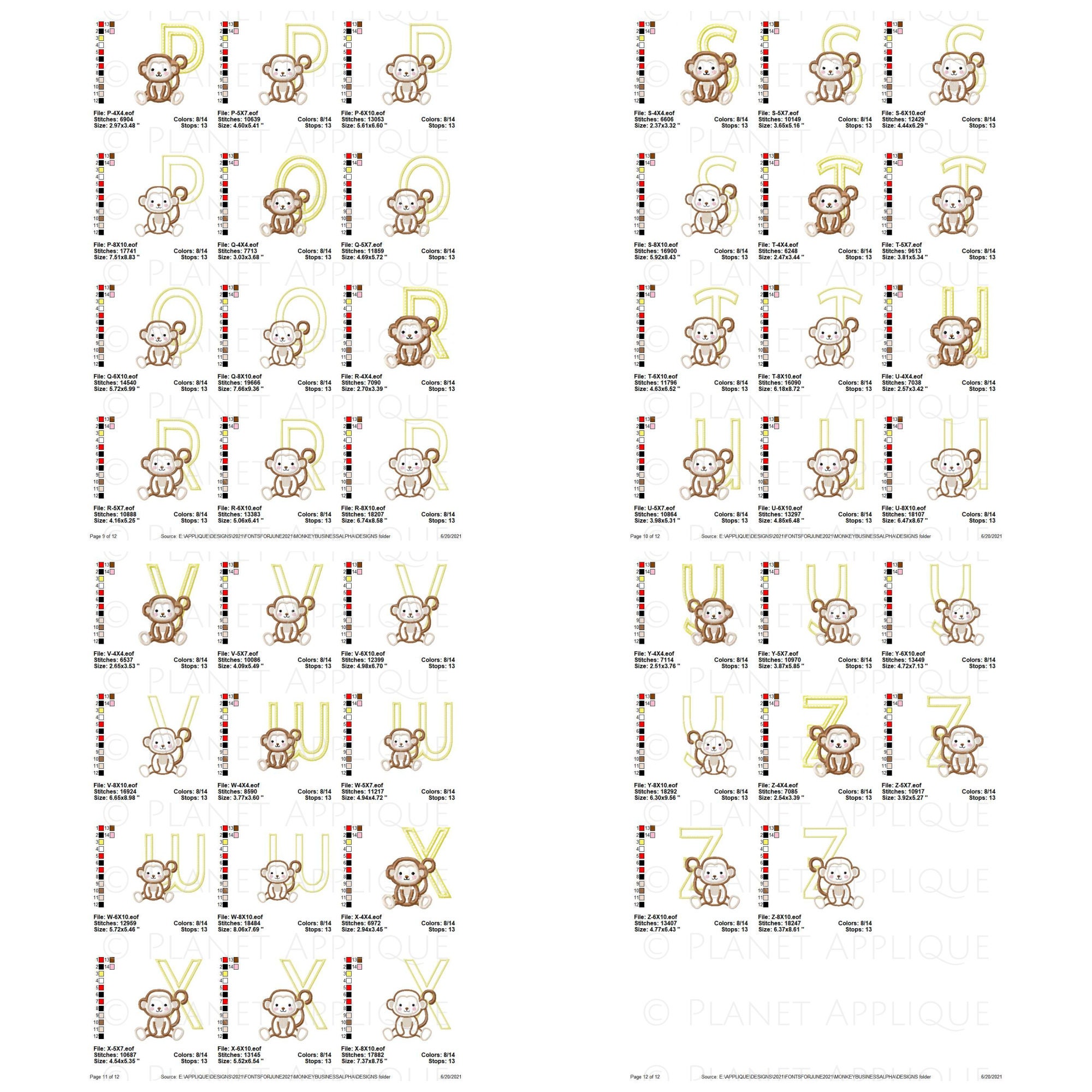 Monkey Business Monogram Font Machine Embroidery Designs - Etsy