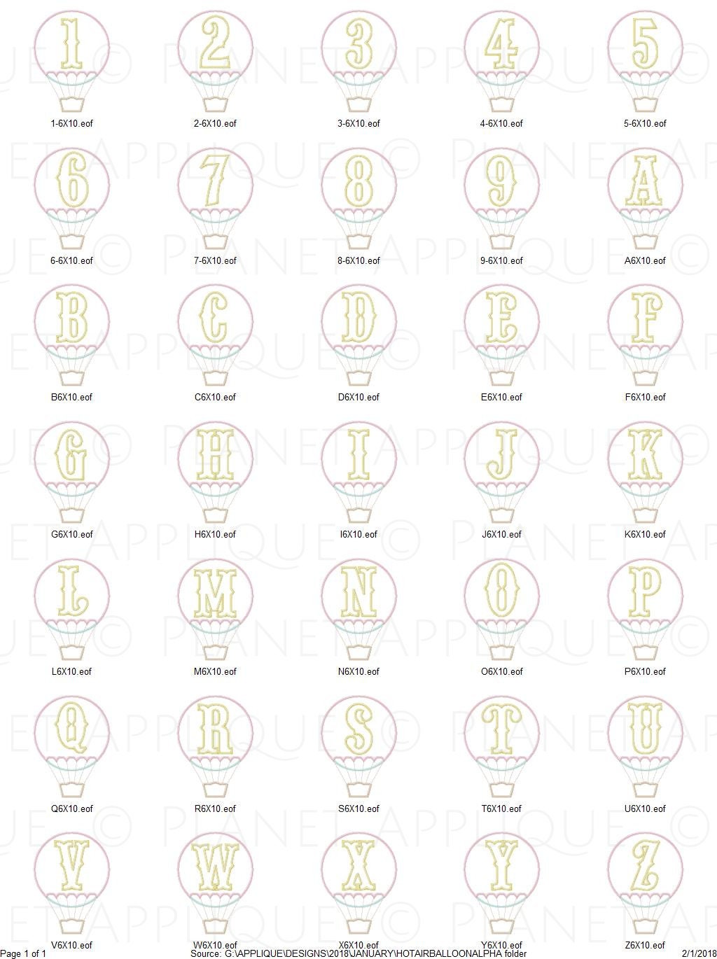 Hot Air Balloon Applique Alphabet Monogram Font Machine - Etsy