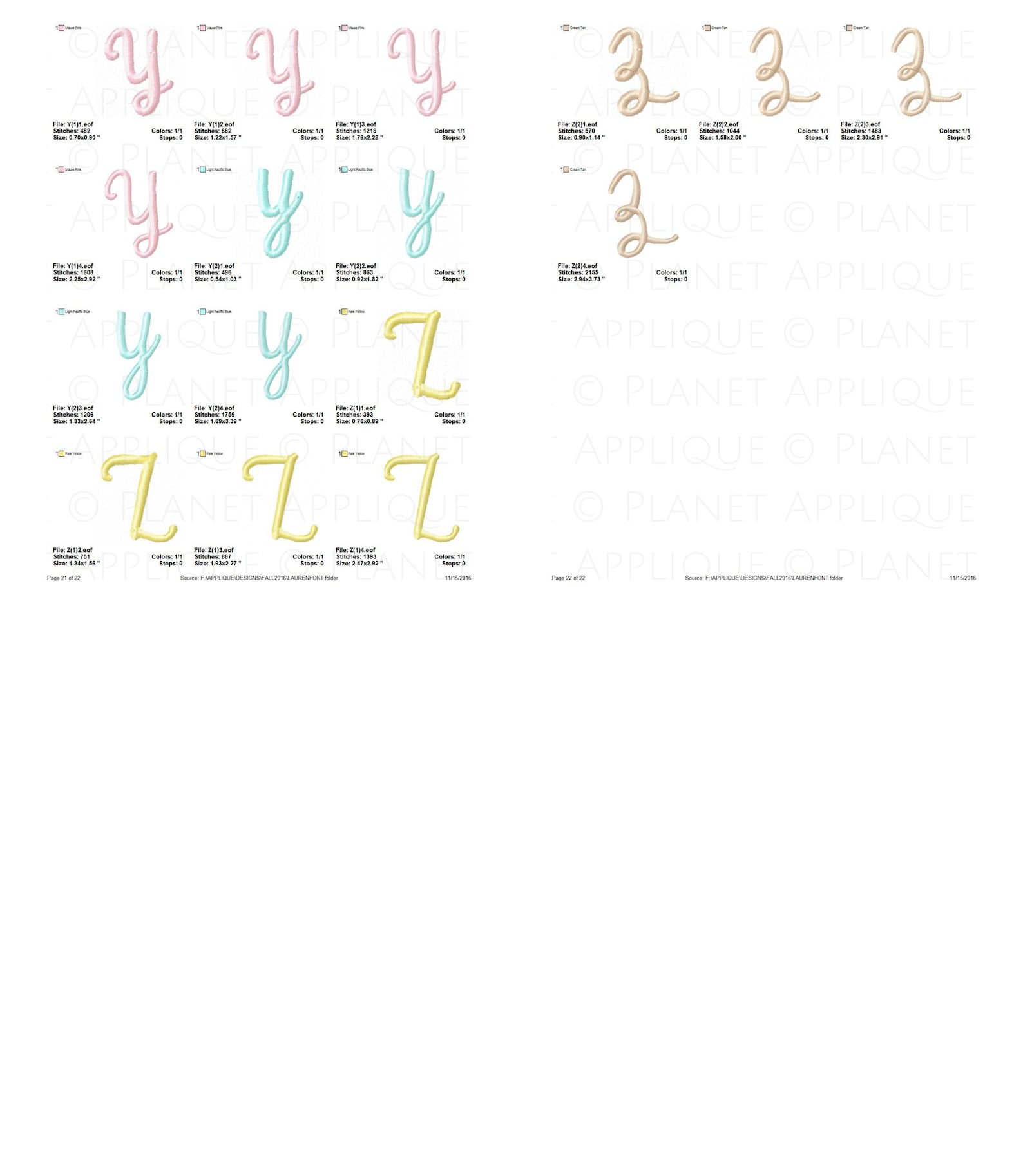 Lauren Cursive Script Monogram Font Alphabet Machine Embroidery Designs ...