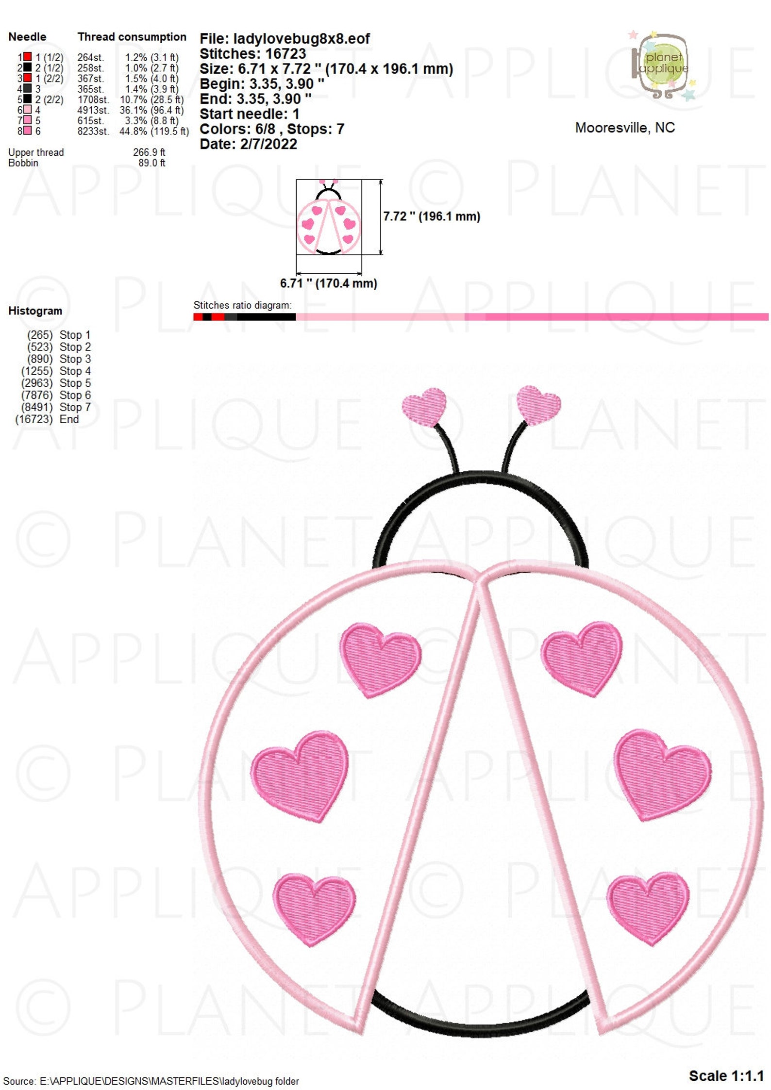 Lady Love Bug Heart Applique Machine Embroidery Design Valentines Day ...