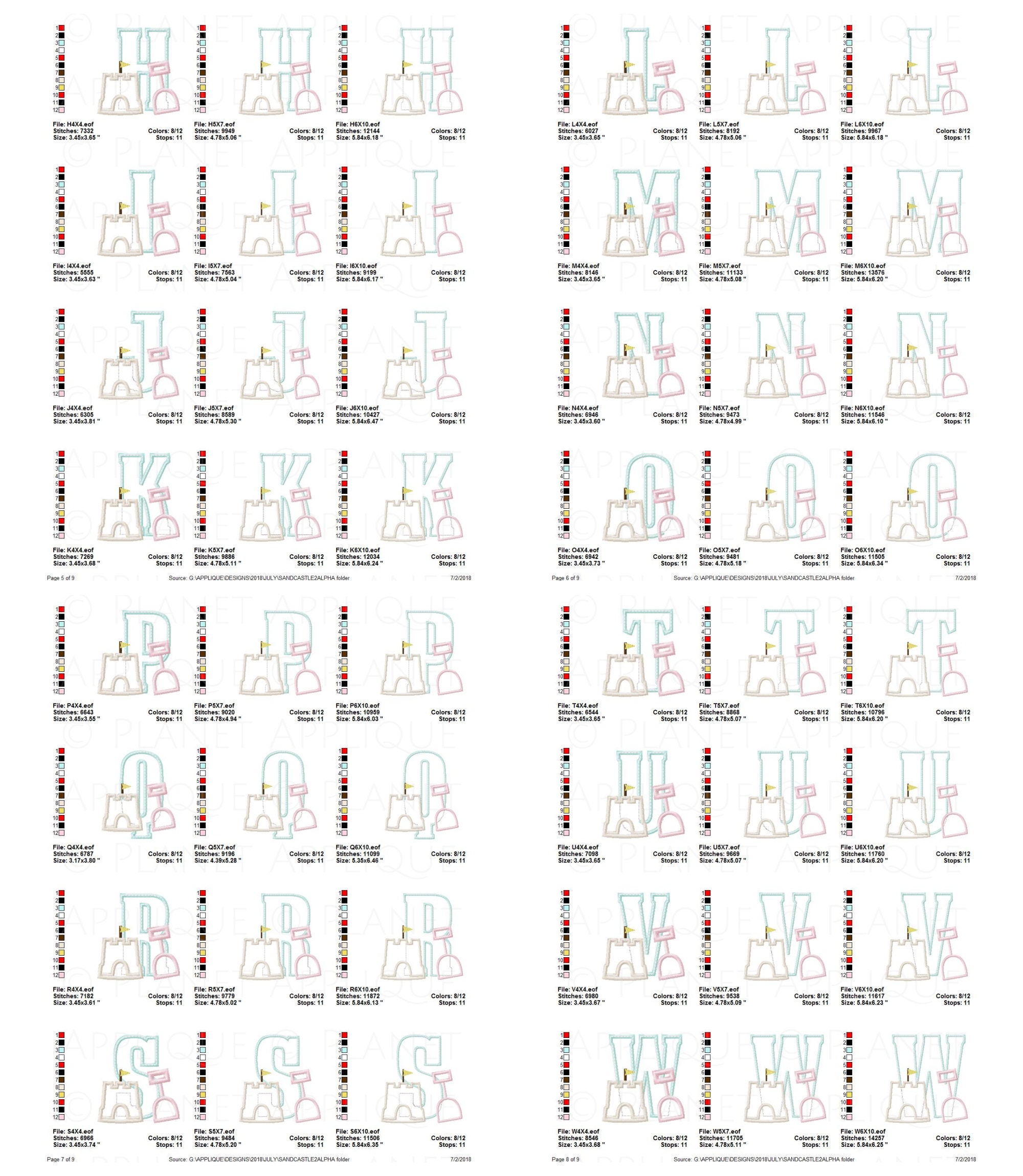 Sand Castle 2 Applique Alphabet Monogram Font Machine - Etsy