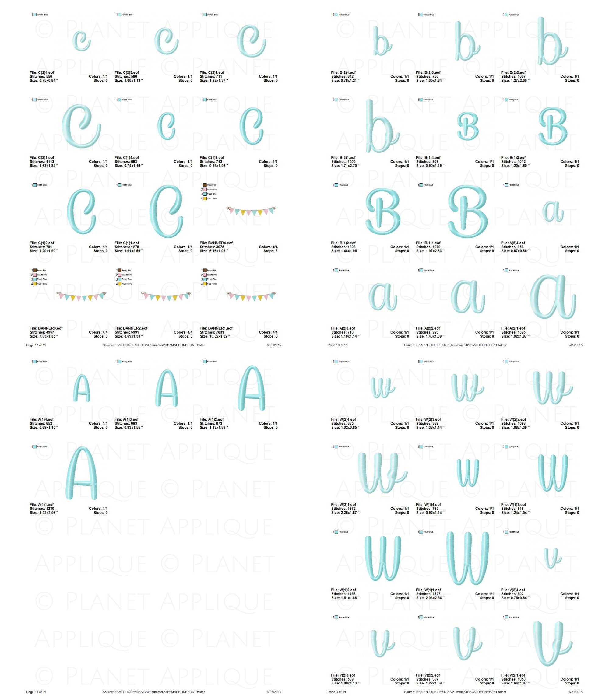 Madeline Cursive Script Monogram Font Machine Embroidery | Etsy UK