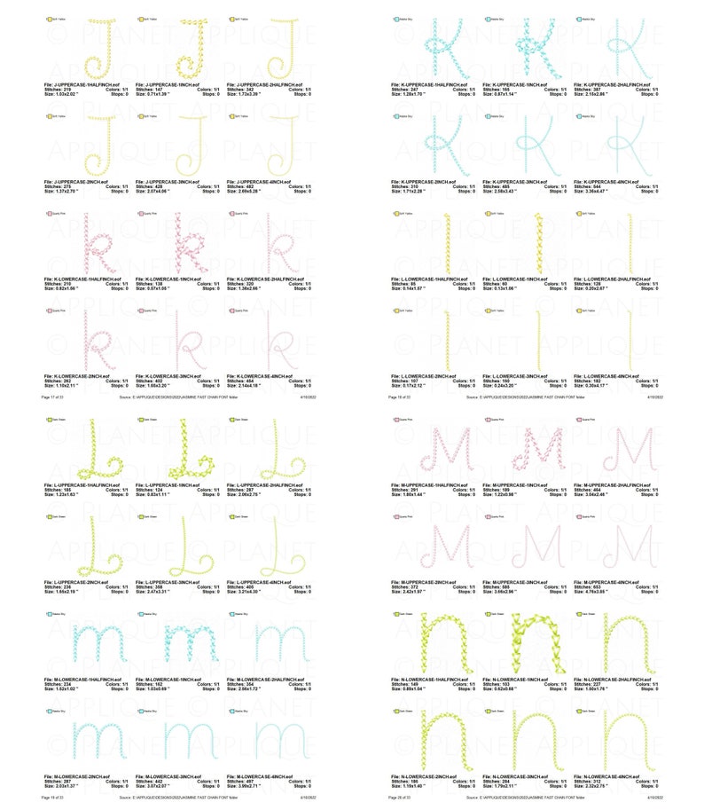 Jasmine Chain Stitch Cursive Script Monogram Font Alphabet - Etsy