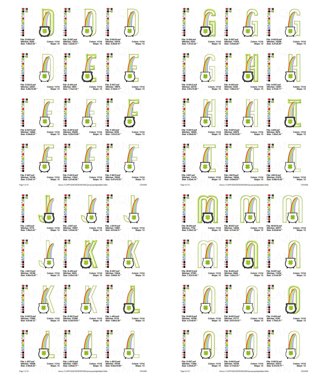 Pot of Gold Applique Alphabet Monogram Font Machine Embroidery Design ...