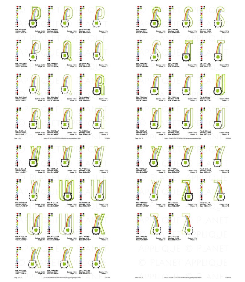 Pot of Gold Applique Alphabet Monogram Font Machine Embroidery Design ...