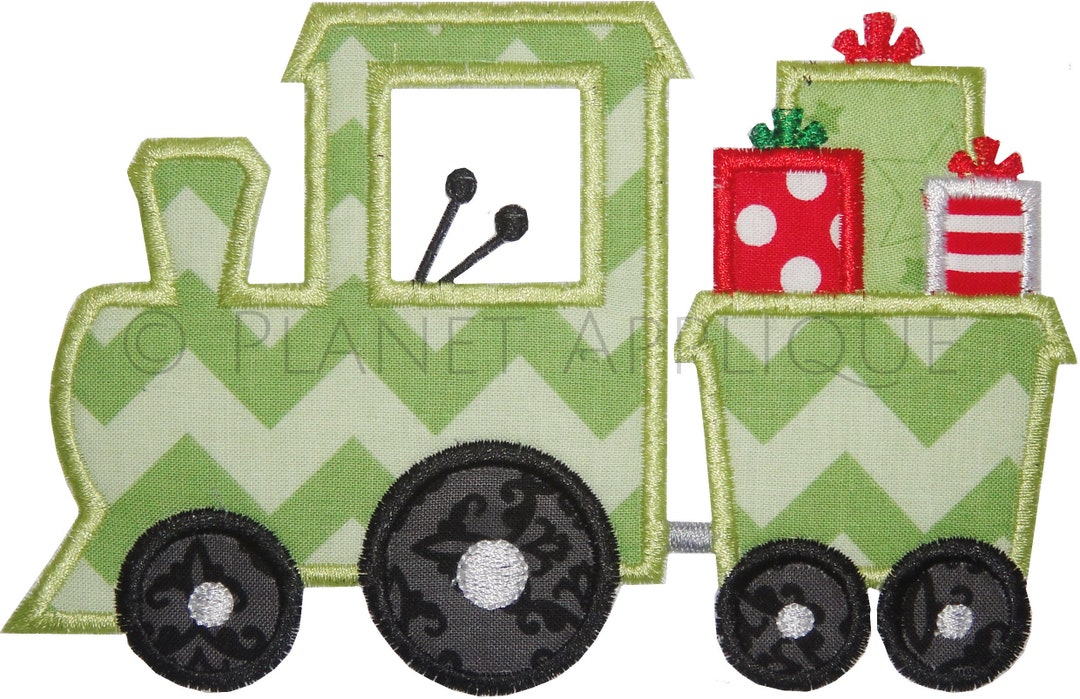 Christmas Present Gift Train Applique Machine Embroidery Design for ...
