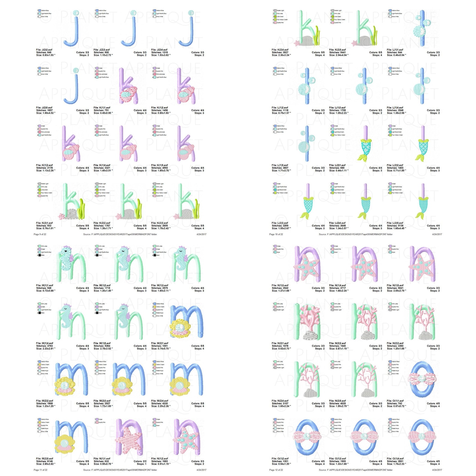 Mermaid Monogram Font Machine Embroidery Designs Under the Sea - Etsy