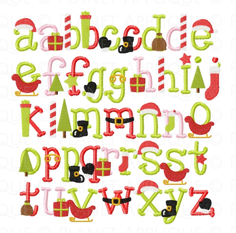 Dear Santa Monogram Font Alphabet Machine Embroidery Design Christmas ...