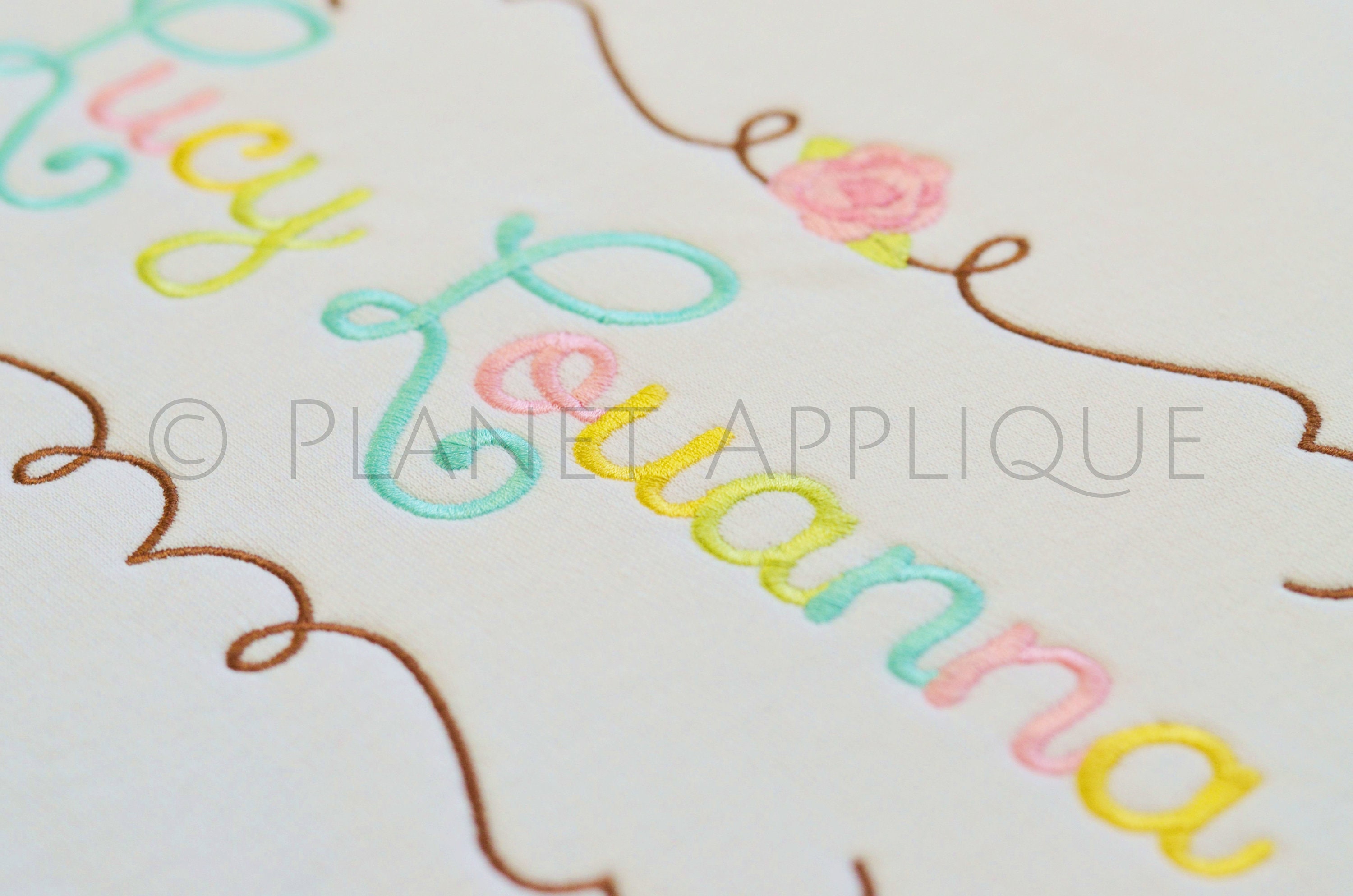 Lucy Monogram Cursive Script Alphabet Font Machine Embroidery Designs ...