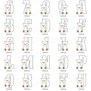 Teddy Bear Applique Alphabet Monogram Font Machine Embroidery Design - Etsy