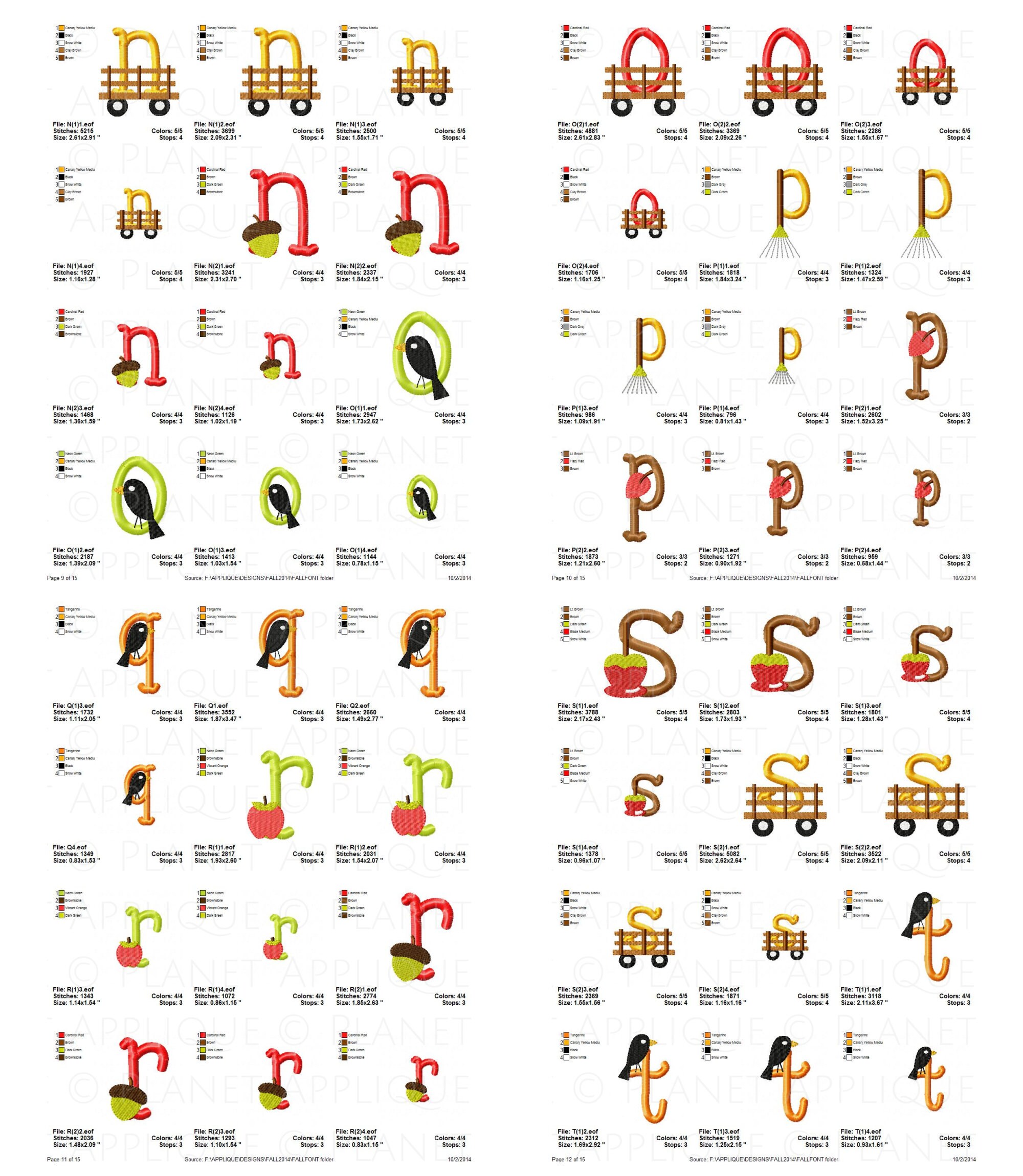 Fall Alphabet Monogram Font Machine Embroidery Designs - Etsy