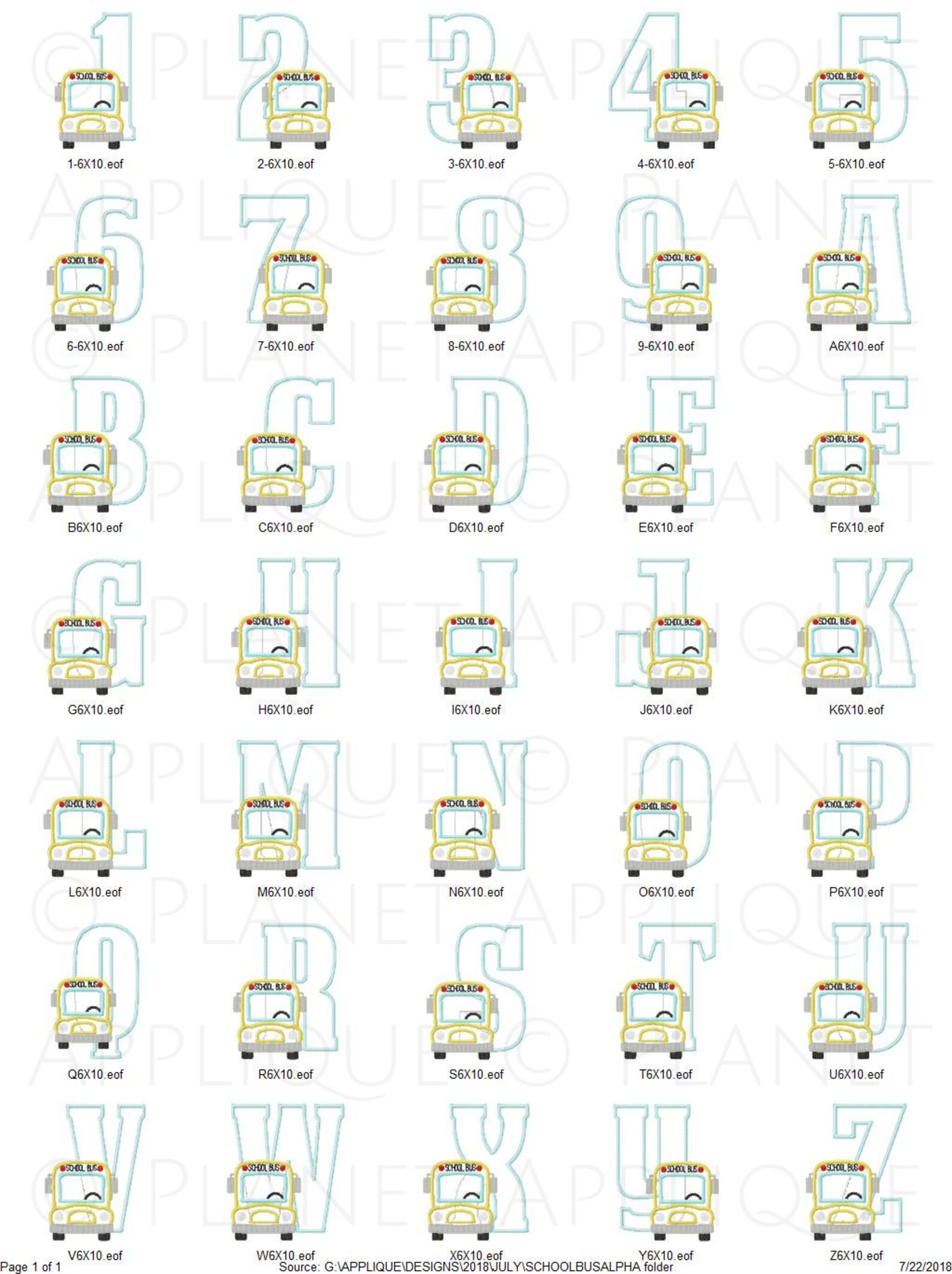 School Bus Monogram Applique Alphabet Font Machine Embroidery Designs ...