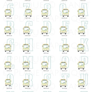 School Bus Monogram Applique Alphabet Font Machine Embroidery Designs ...