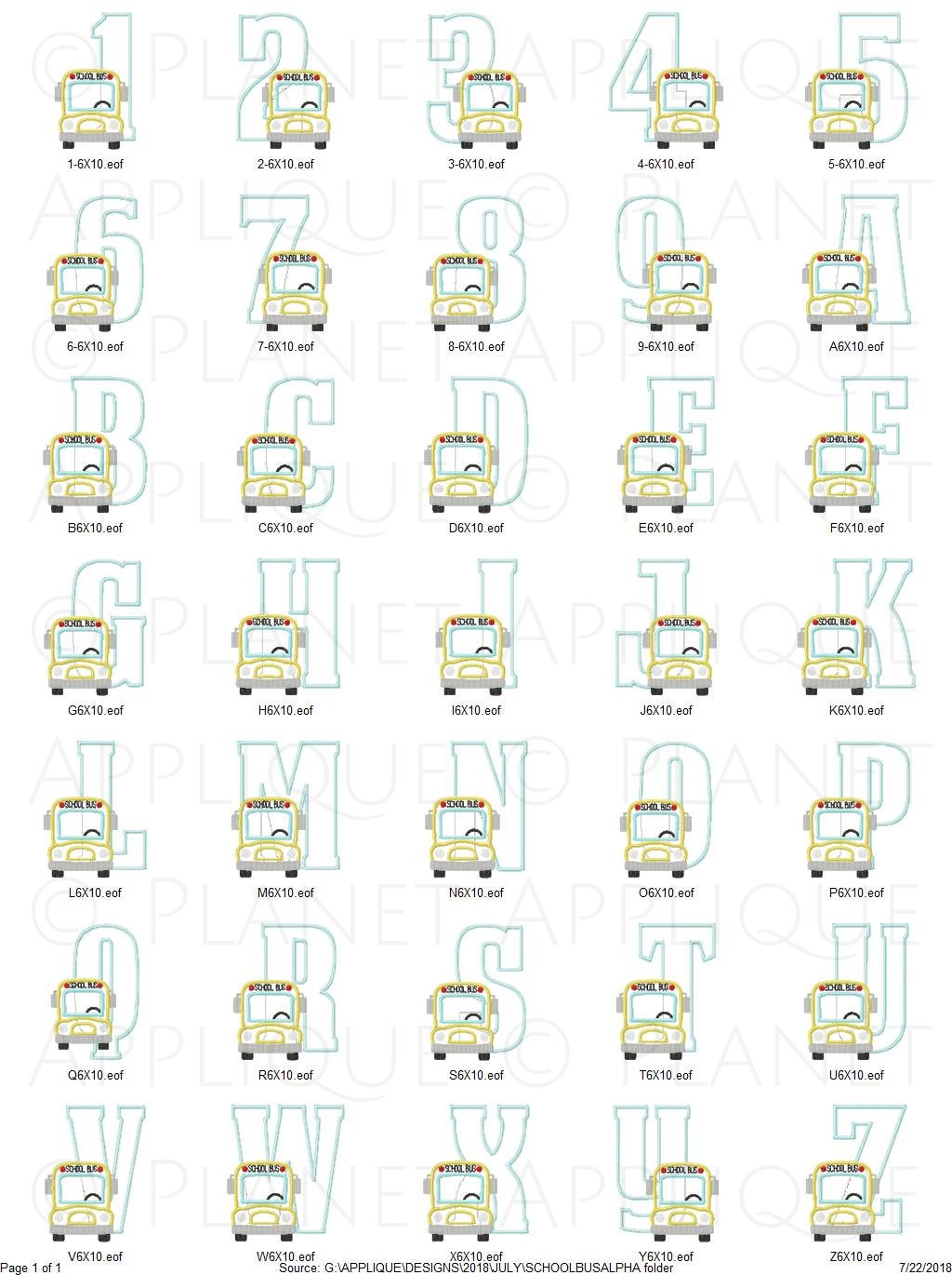 School Bus Monogram Applique Alphabet Font Machine Embroidery Designs ...