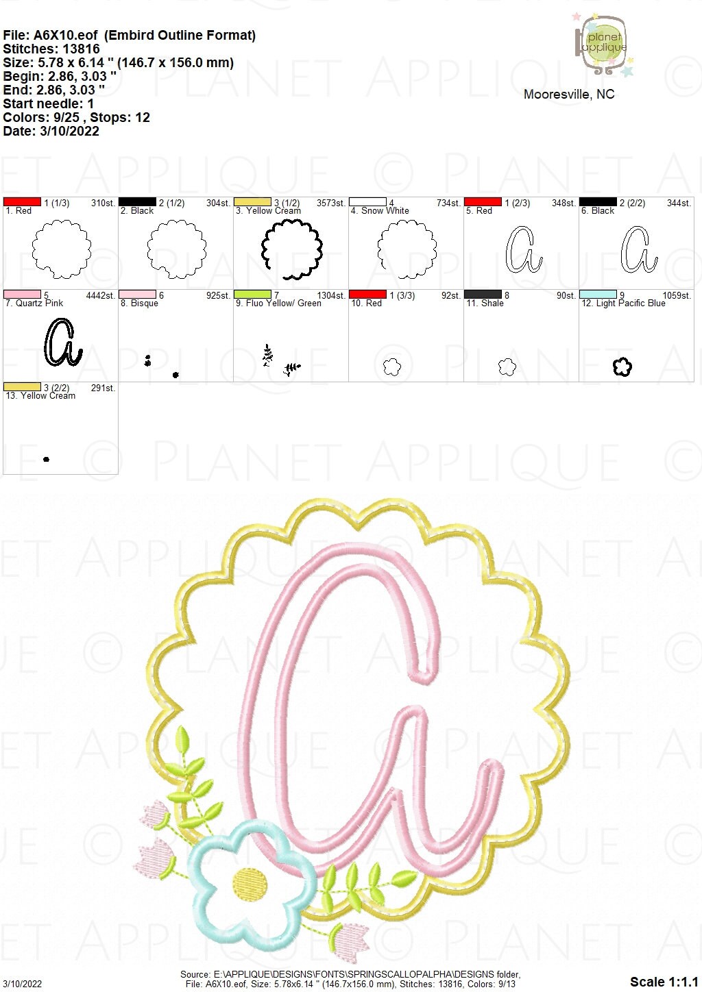 Spring Scallop Applique Font Monogram Machine Embroidery | Etsy