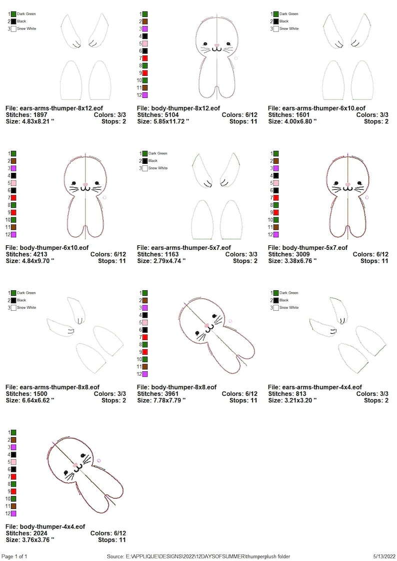 In the Hoop Thumper Bunny Rabbit Plush Softie Design for - Etsy