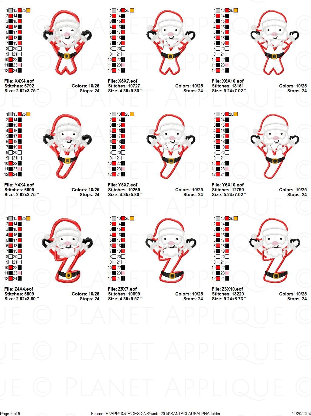 Santa Claus Applique Alphabet Monogram Font Machine Embroidery Design ...