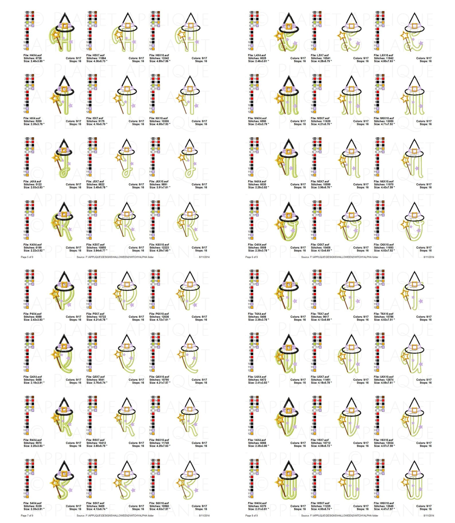 Witchy Witches Hat Alphabet Halloween Monogram Font Machine Embroidery ...