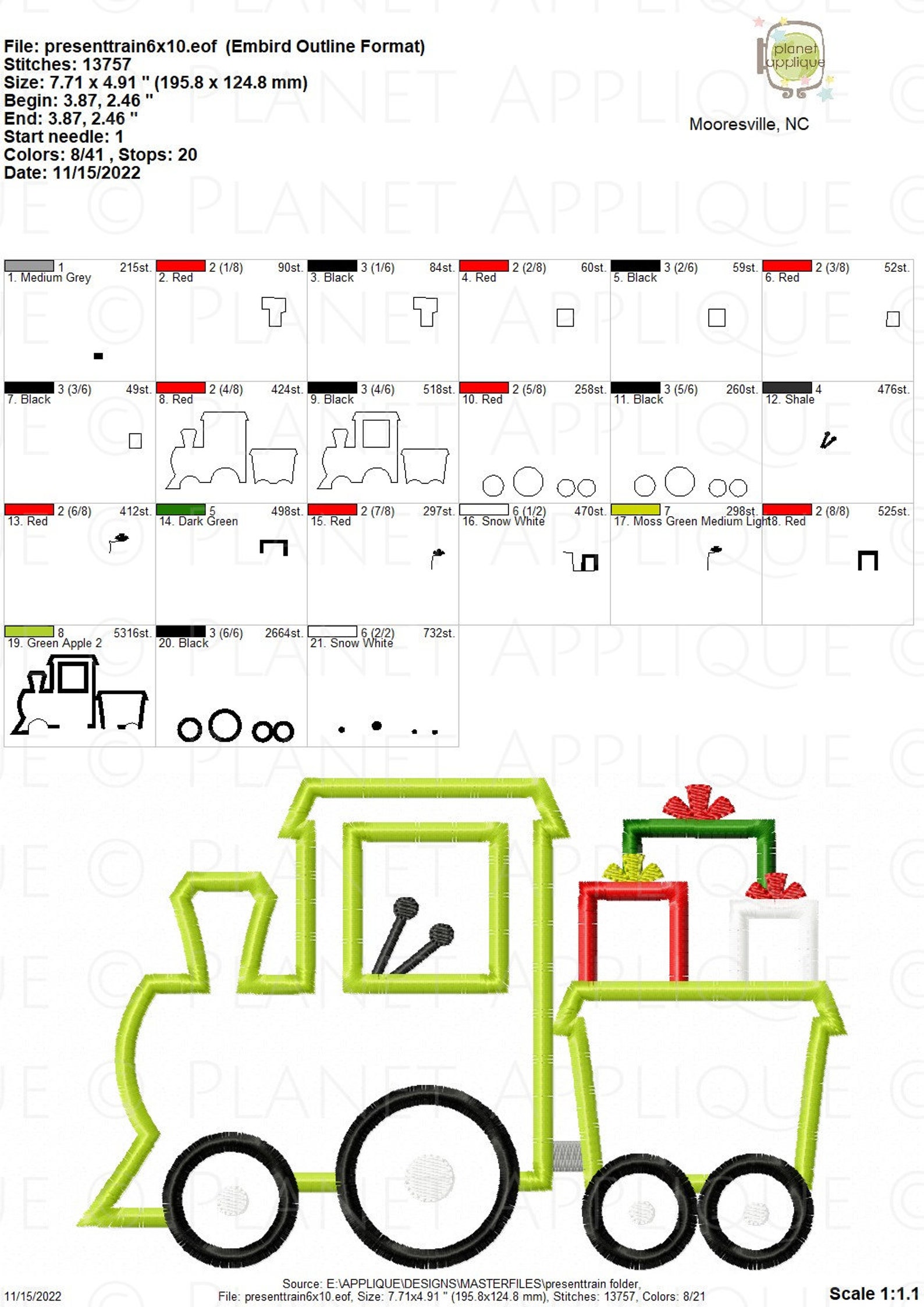 Christmas Present Gift Train Applique Machine Embroidery - Etsy