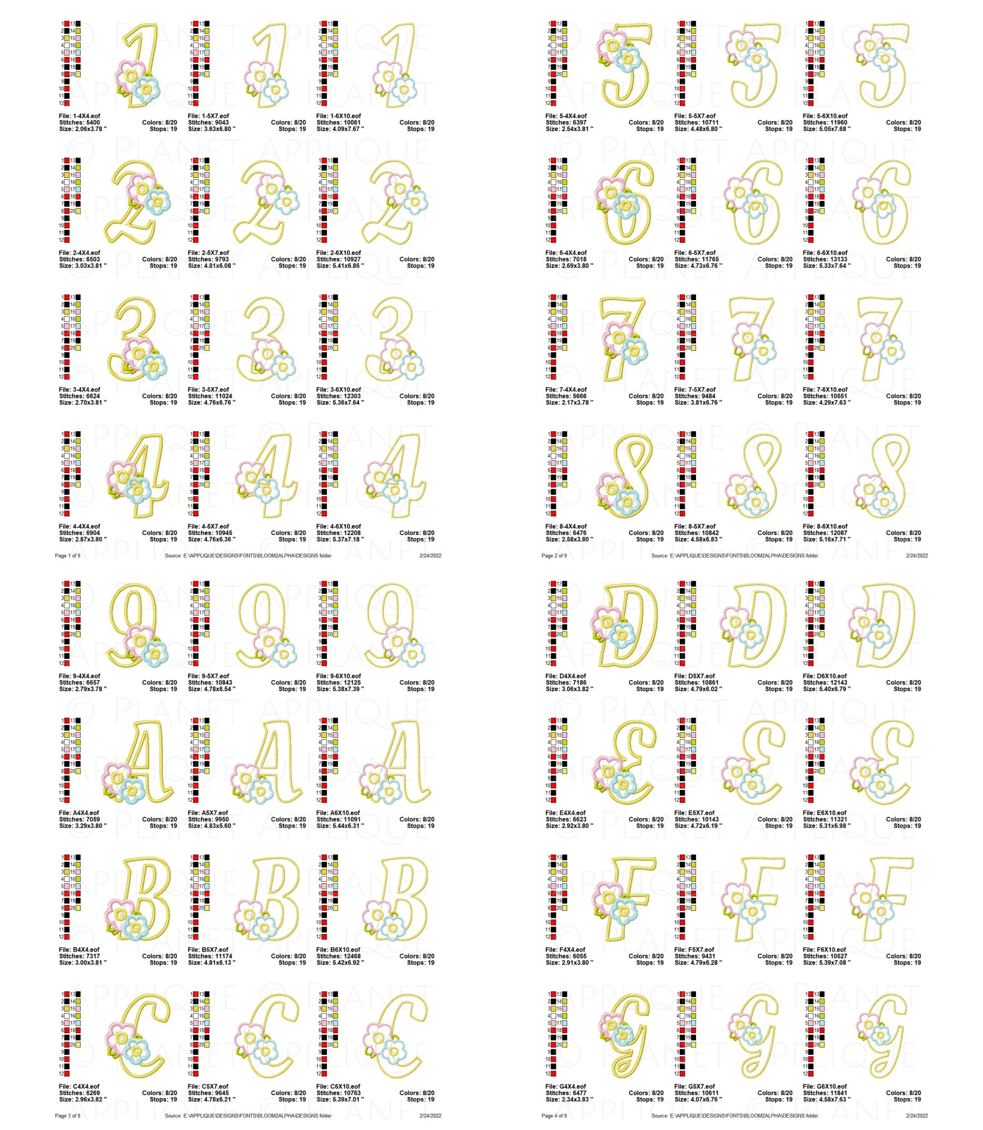 Bloom 2 Cursive Script Monogram Applique Alphabet Font Machine - Etsy