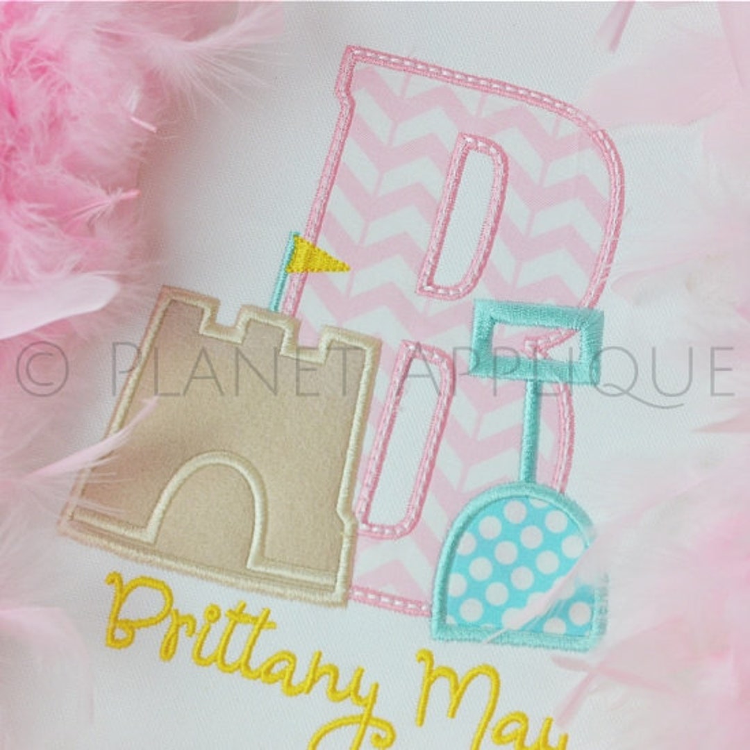 Sand Castle 2 Applique Alphabet Monogram Font Machine Embroidery Design ...
