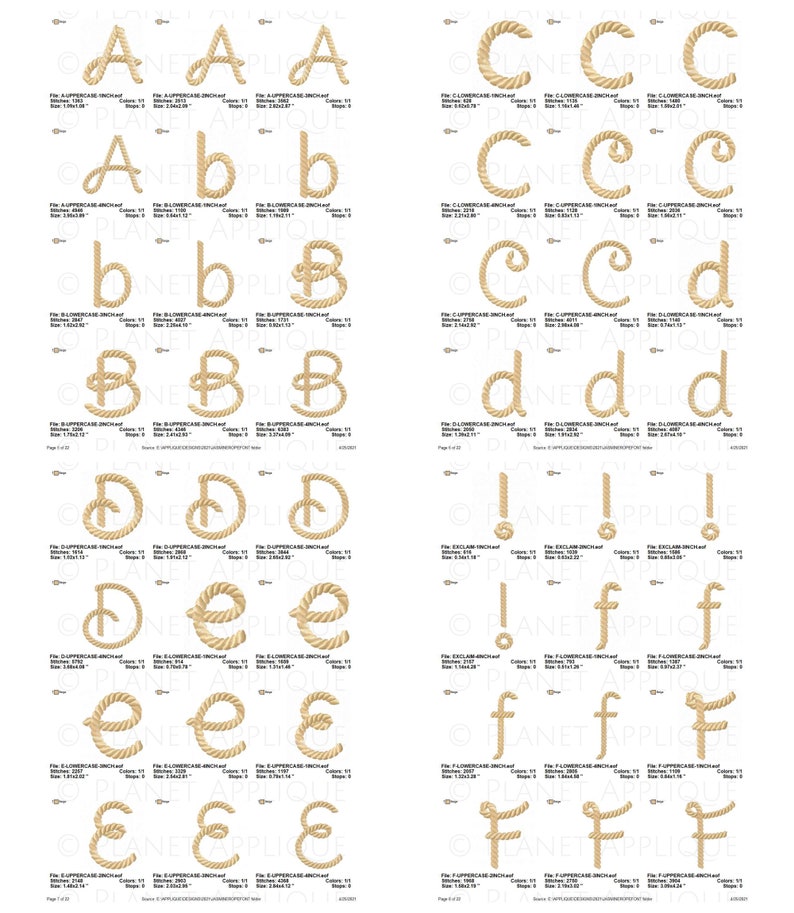 Jasmine Rope Script Monogram Font Alphabet Machine Embroidery - Etsy