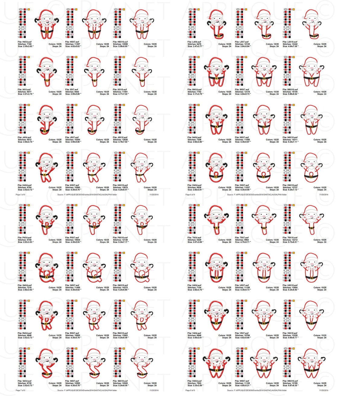 Santa Claus Applique Alphabet Monogram Font Machine Embroidery Design ...