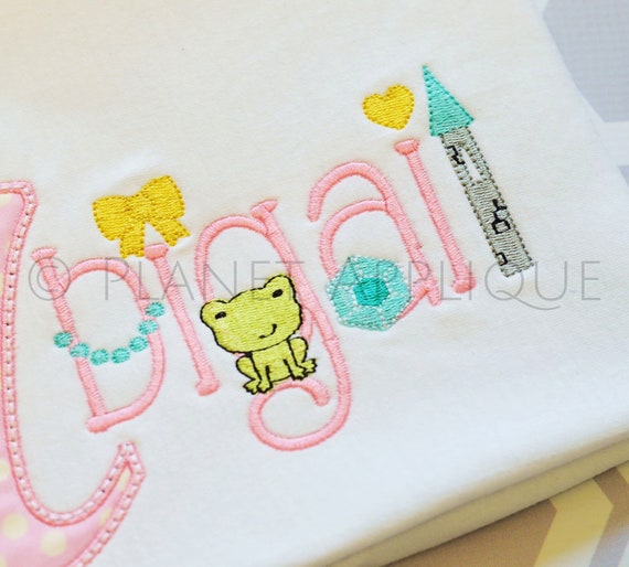 Princess Monogram Font Machine Embroidery Designs Fantasy - Etsy