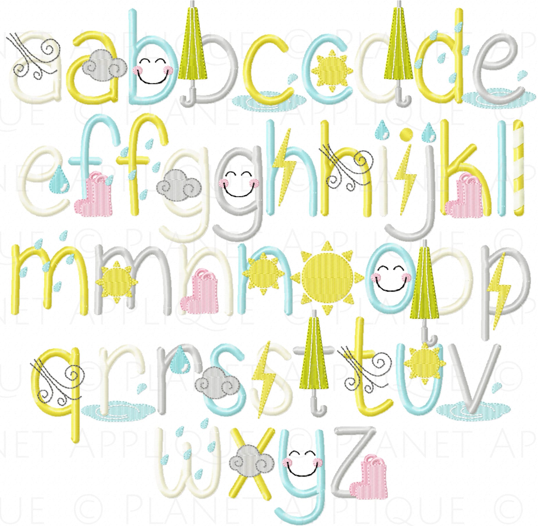 Sunshine Monogram Font Machine Embroidery Design Spring - Etsy