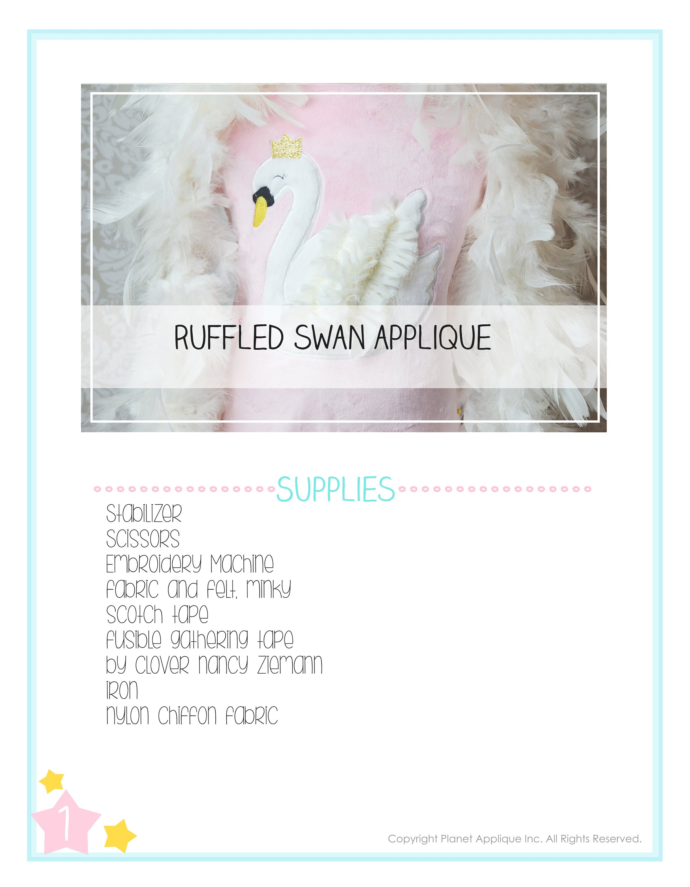 Ruffle 3D Swan Applique Machine Embroidery Design - Etsy