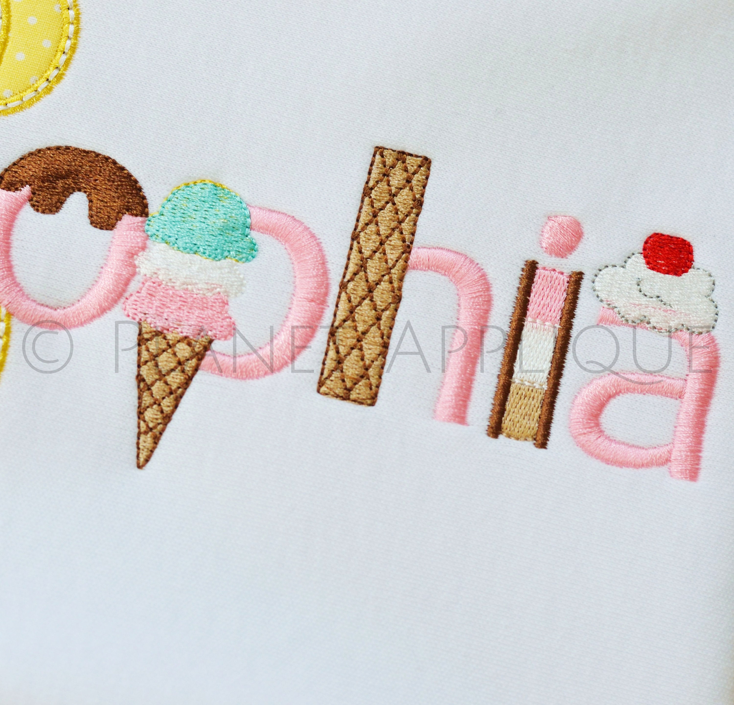 Ice Cream Scoops Alphabet Monogram Font Machine Embroidery - Etsy