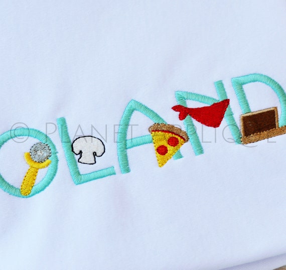 Pizza Party Font Monogram Font Alphabet Machine Embroidery - Etsy