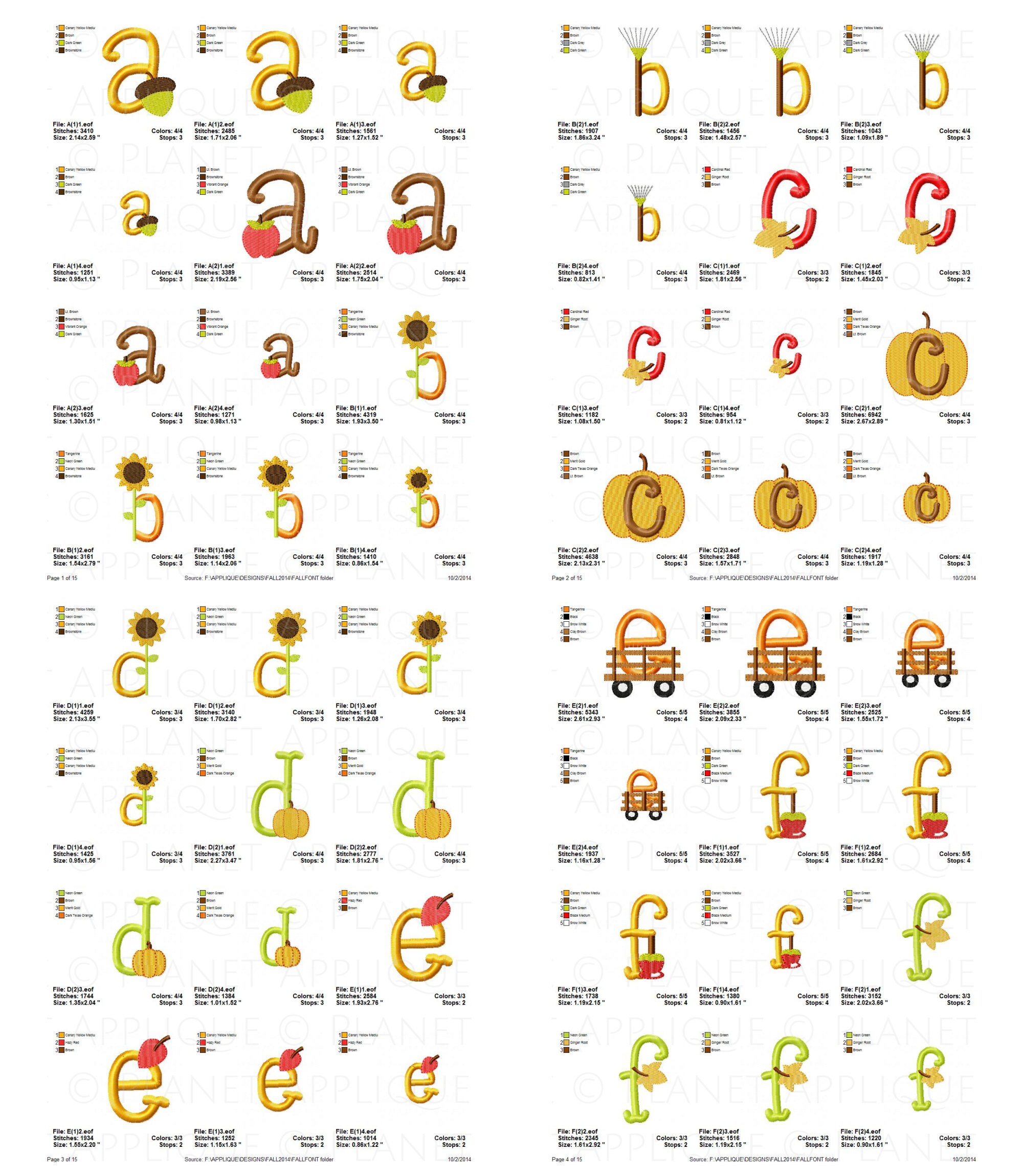 Fall Alphabet Monogram Font Machine Embroidery Designs - Etsy